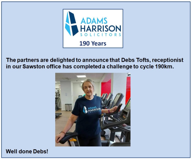 Adams Harrison 190th Anniversary; Debs Toft’s Challenge | Adams Harrison